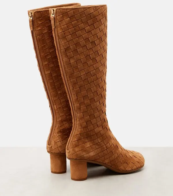 Bottega Veneta Atomic Intrecciato Suede Knee-high Boots - Brown