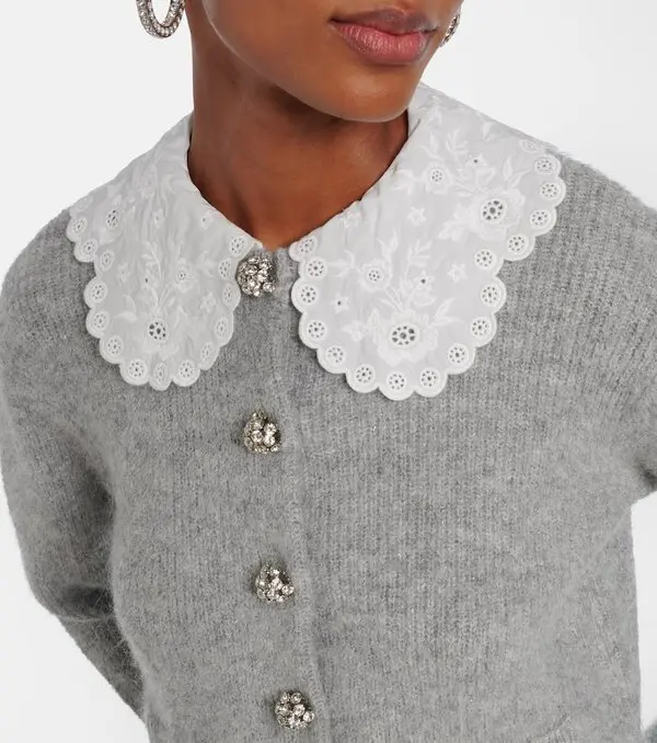 SELF-PORTRAIT Embellished Lace-trimmed Cardigan
