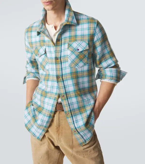 GOD'S TRUE CASHMERE Freedom Cashmere Shirt With Amethyst - Blue