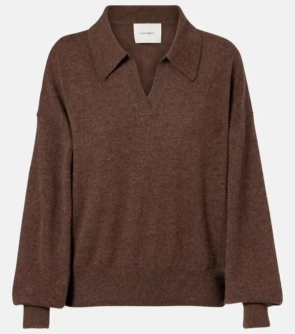 LISA YANG Cashmere Polo Sweater - Brown