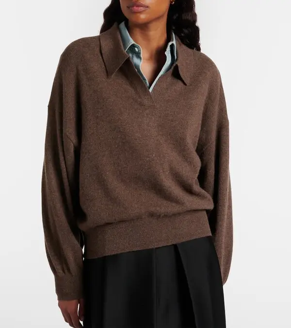 LISA YANG Cashmere Polo Sweater - Brown