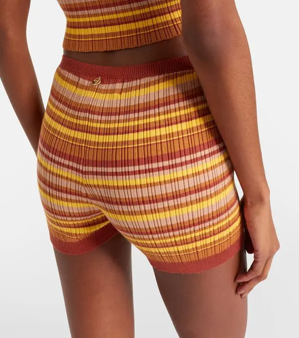 BANANHOT Ribbed-knit Striped Shorts - Brown
