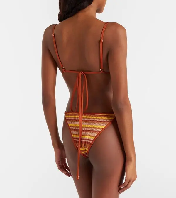 BANANHOT Ann Ribbed-knit Striped Bikini Top