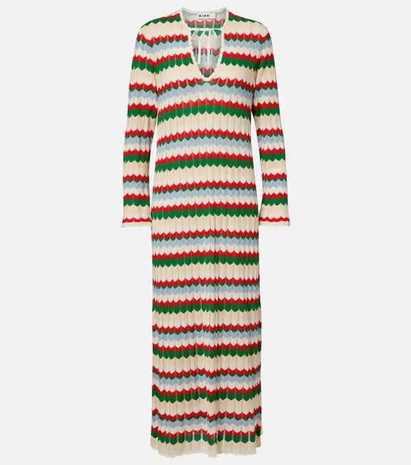 Rixo Lucila Knitted Chevron Cotton Maxi Dress - Multicoloured