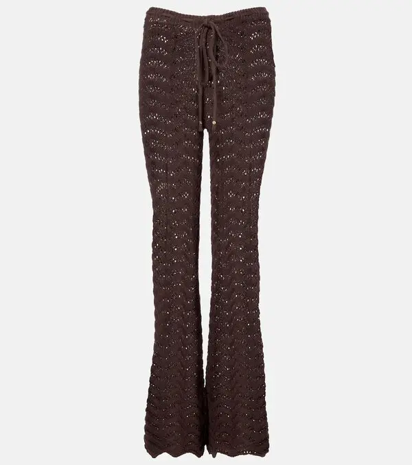 BANANHOT Kim Open-knit Flared Pants - Brown