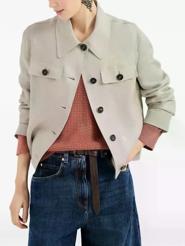 Brunello Cucinelli Long-sleeve Linen Jacket With Pockets