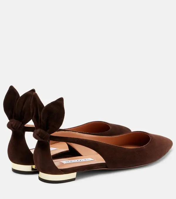 AQUAZZURA Bow Tie Suede Ballet Flats
