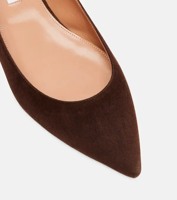 AQUAZZURA Bow Tie Suede Ballet Flats