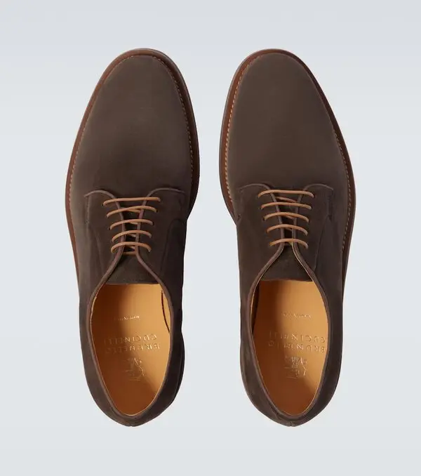 Brunello Cucinelli Suede Derby Shoes - Brown