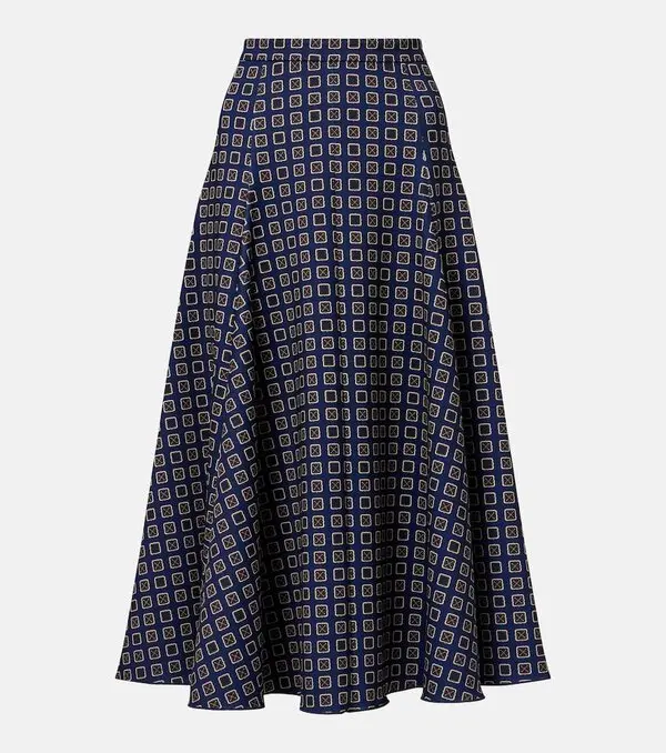 Max Mara Benda Printed Jersey Midi Skirt