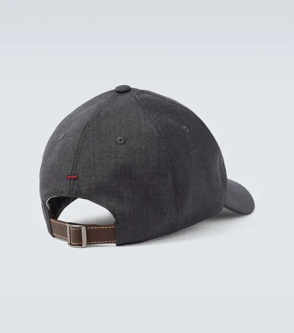 Brunello Cucinelli Logo Virgin Wool Baseball Cap - Grey