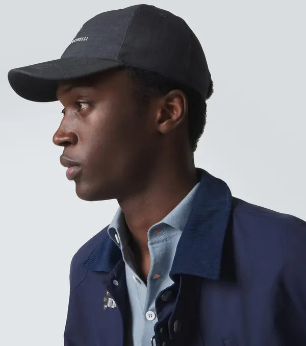 Brunello Cucinelli Logo Virgin Wool Baseball Cap - Grey