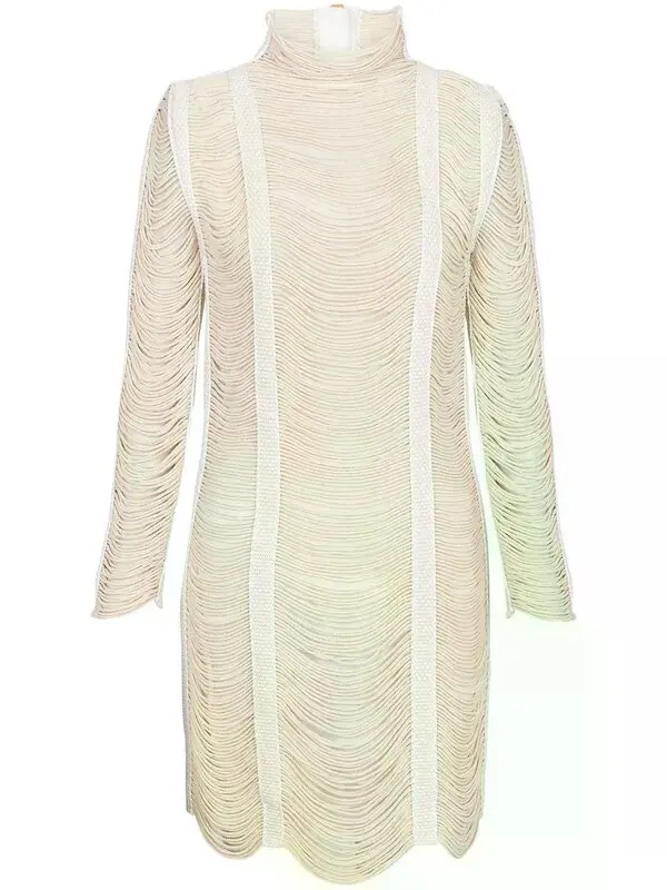 Balmain Macramé-knit Openwork Minidress
