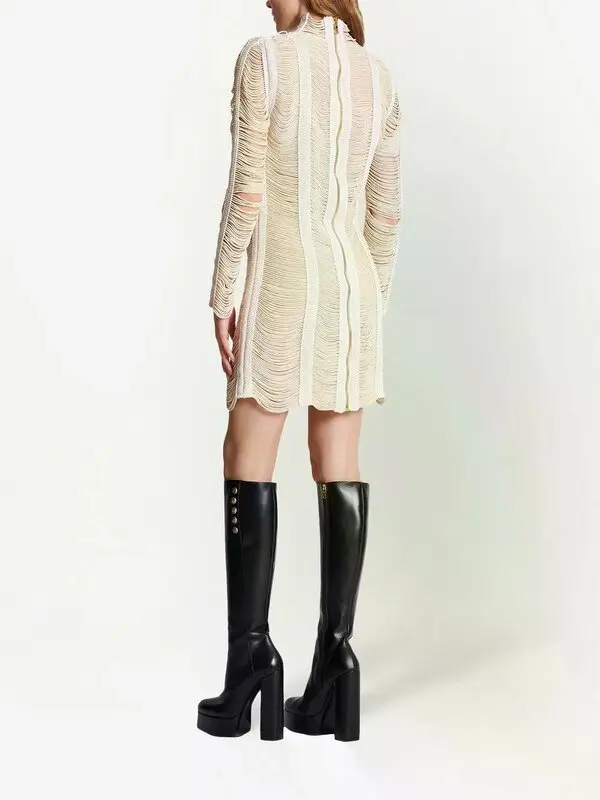 Balmain Macramé-knit Openwork Minidress