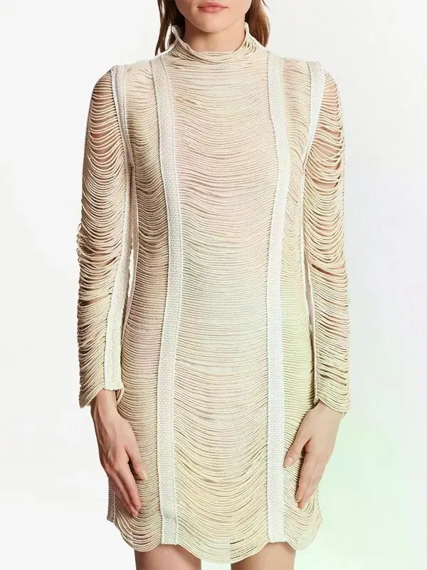 Balmain Macramé-knit Openwork Minidress