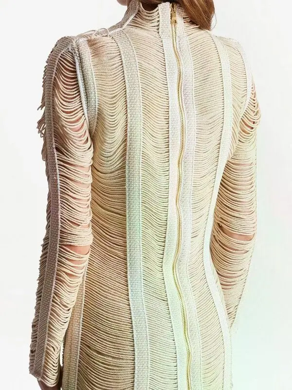 Balmain Macramé-knit Openwork Minidress