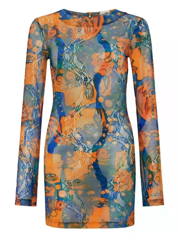 DONDE ESTEBAN El Beso Mesh Mini Dress - Blue