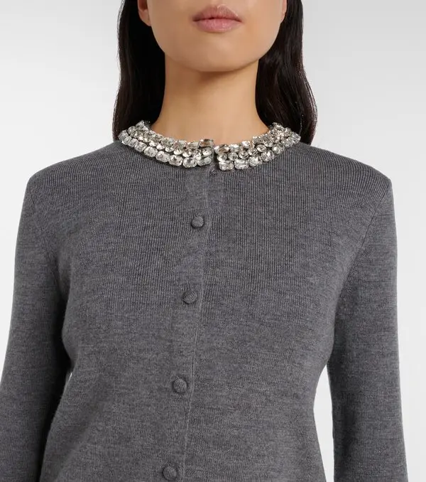 Veronica Beard Daro Embellished Wool Cardigan