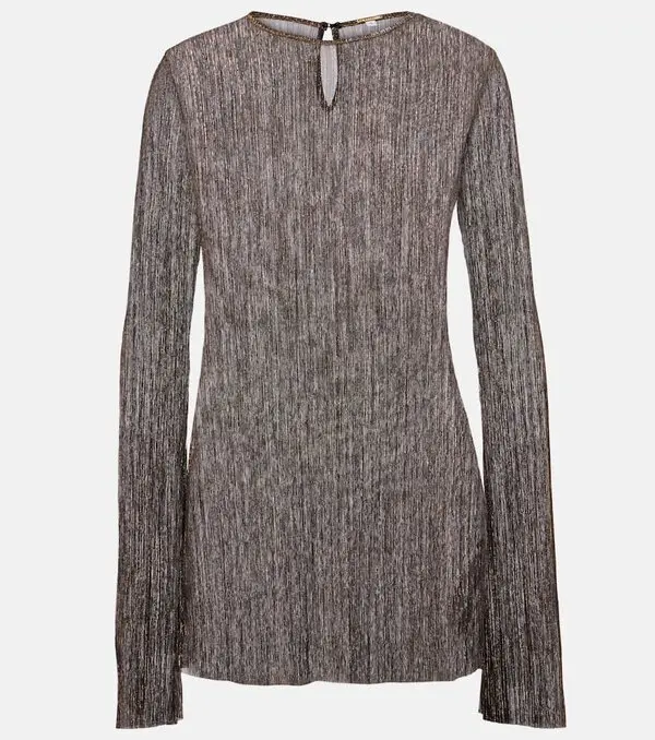 CALA DE LA CRUZ Loretta Metallic Knit Top - Brown