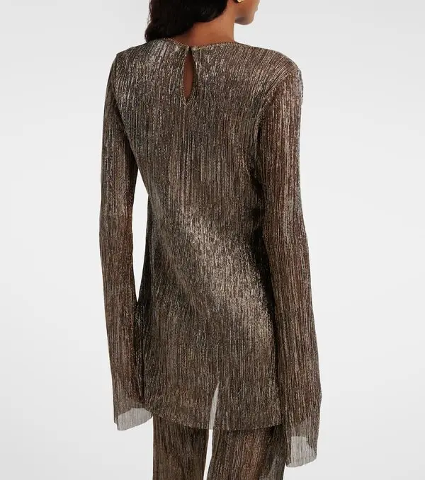 CALA DE LA CRUZ Loretta Metallic Knit Top - Brown