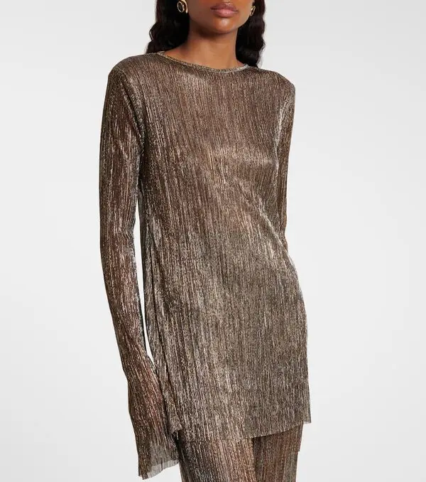 CALA DE LA CRUZ Loretta Metallic Knit Top - Brown
