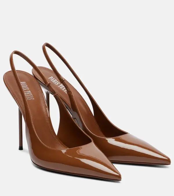 Paris Texas Lidia 105 Patent Leather Slingback Pumps - Brown
