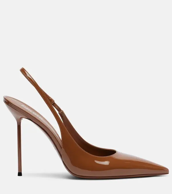 Paris Texas Lidia 105 Patent Leather Slingback Pumps - Brown