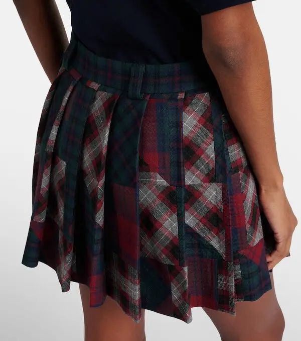 Miu Miu Patchwork Plaid Virgin Wool Miniskirt - Multicoloured
