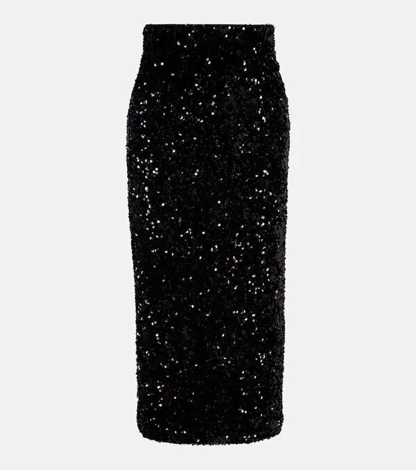 Vince Sequined Velvet Midi Skirt