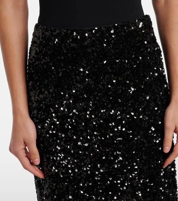 Vince Sequined Velvet Midi Skirt