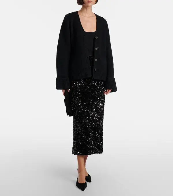 Vince Sequined Velvet Midi Skirt