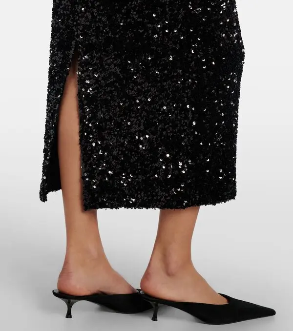 Vince Sequined Velvet Midi Skirt