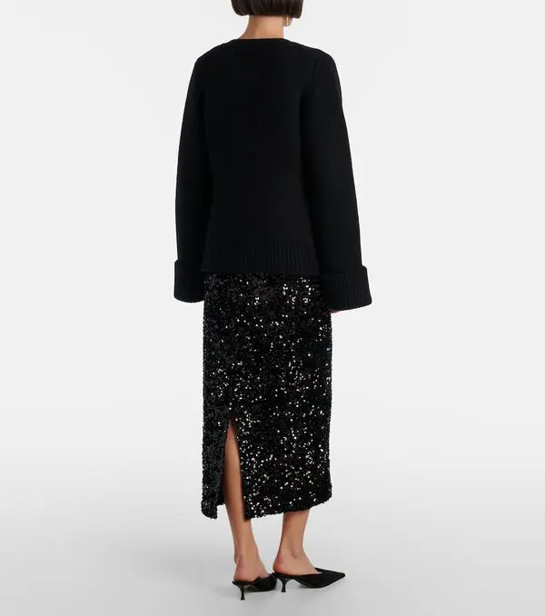 Vince Sequined Velvet Midi Skirt
