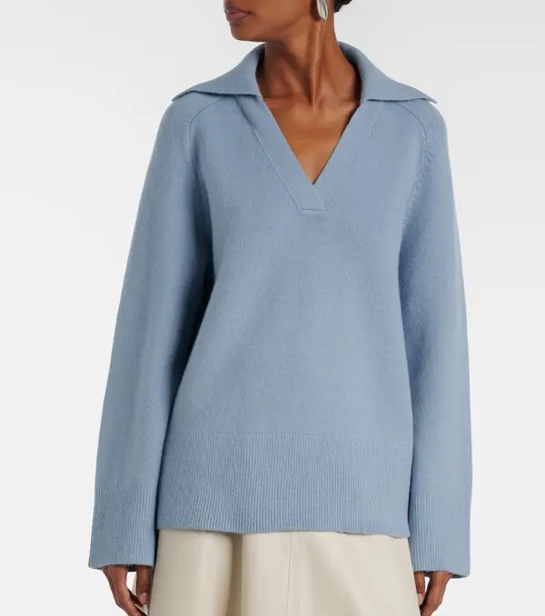 Vince Wool And Cashmere-blend Polo Sweater - Blue