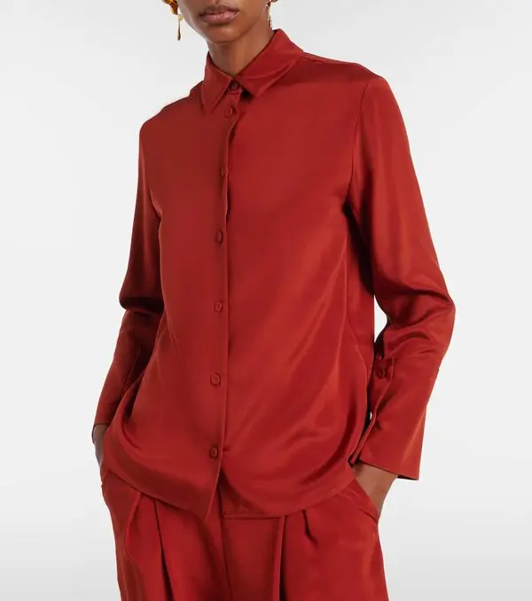 Max Mara Voliera Silk-blend Satin Shirt - Red