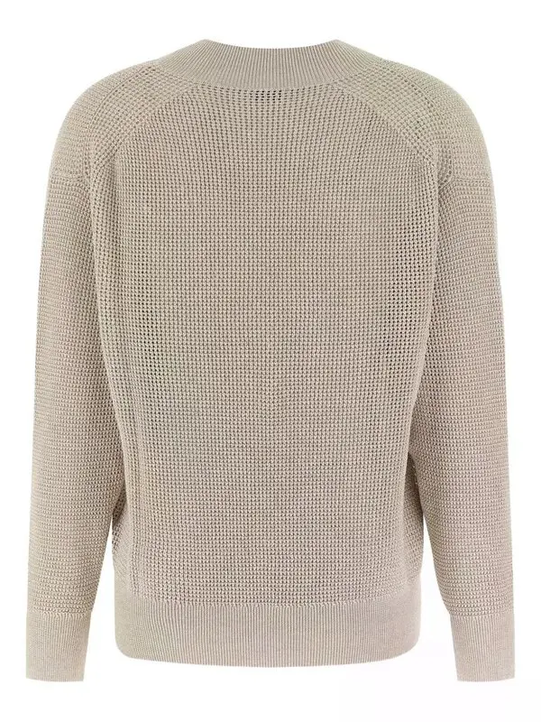 Brunello Cucinelli Openwork V-neck Sweater - Neutrals
