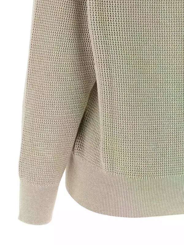 Brunello Cucinelli Openwork V-neck Sweater - Neutrals