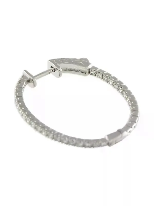 LB EXCLUSIVE 14k White Gold Diamond Hoop Earrings