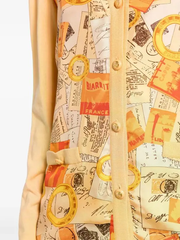 Celine 2000s Postcard Print V-neck Cardigan