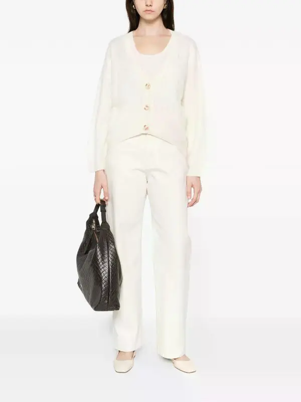 GOTHA V-neck Cardigan With Ribbed Hem And Cuffs