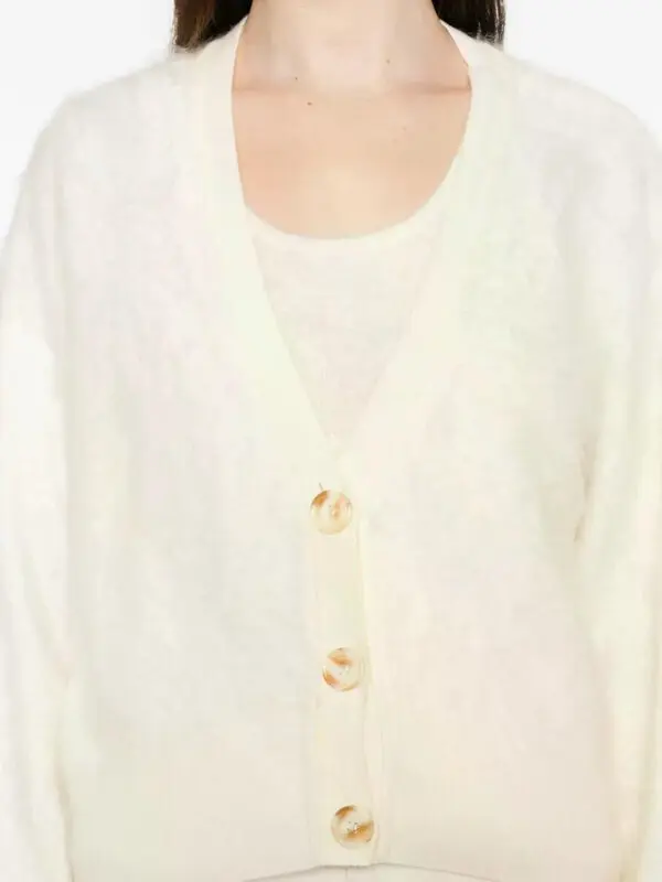 GOTHA V-neck Cardigan With Ribbed Hem And Cuffs