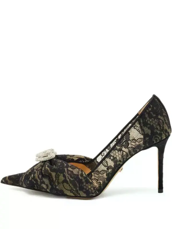 Mach & Mach Lace Pumps With Heart Embellishment