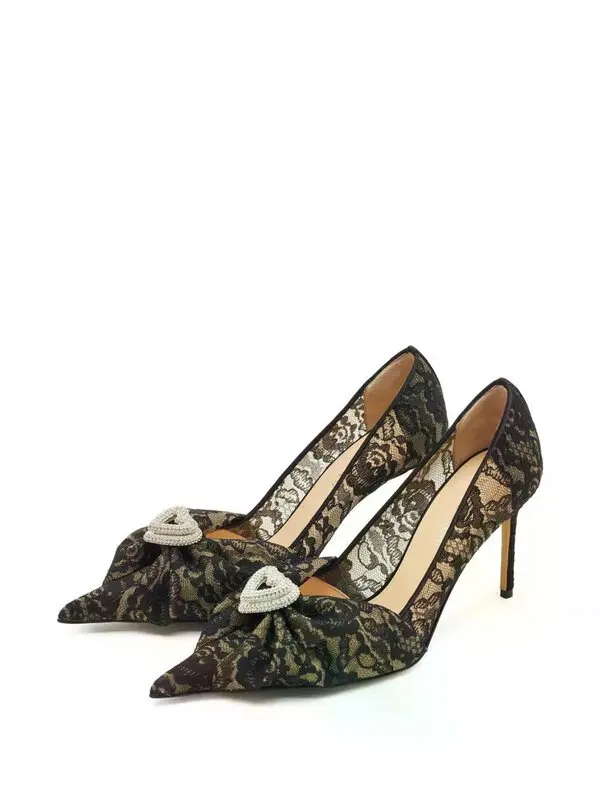 Mach & Mach Lace Pumps With Heart Embellishment