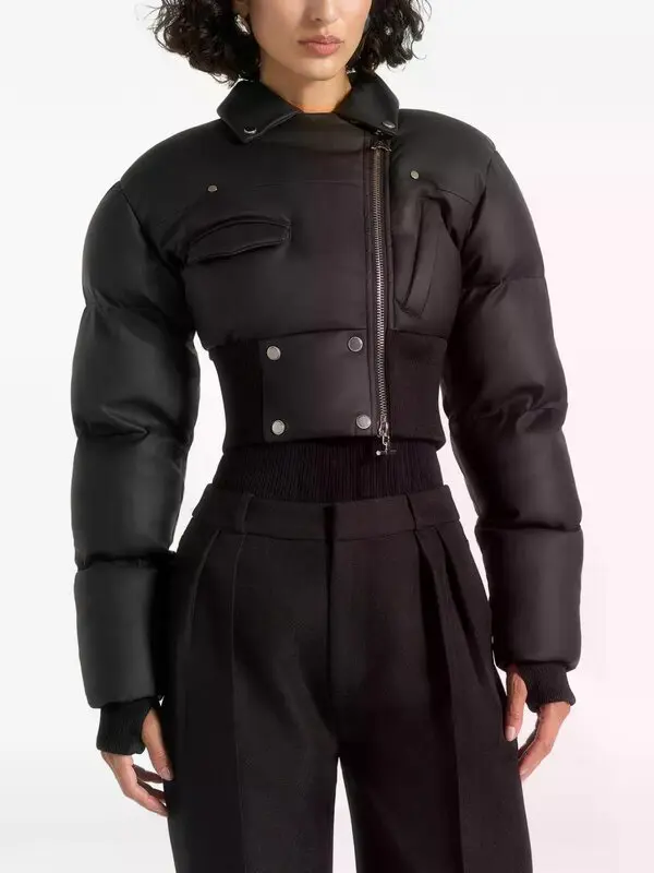 Manière De Voir Dalya Matte Biker Cropped Puffer Jacket