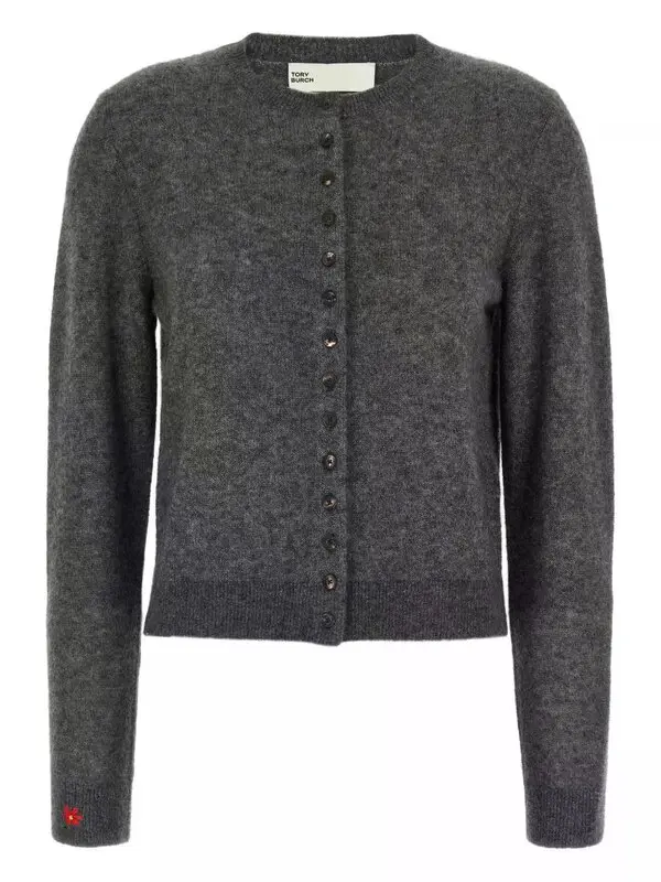 Tory Burch Embroidered Crew Neck Cardigan