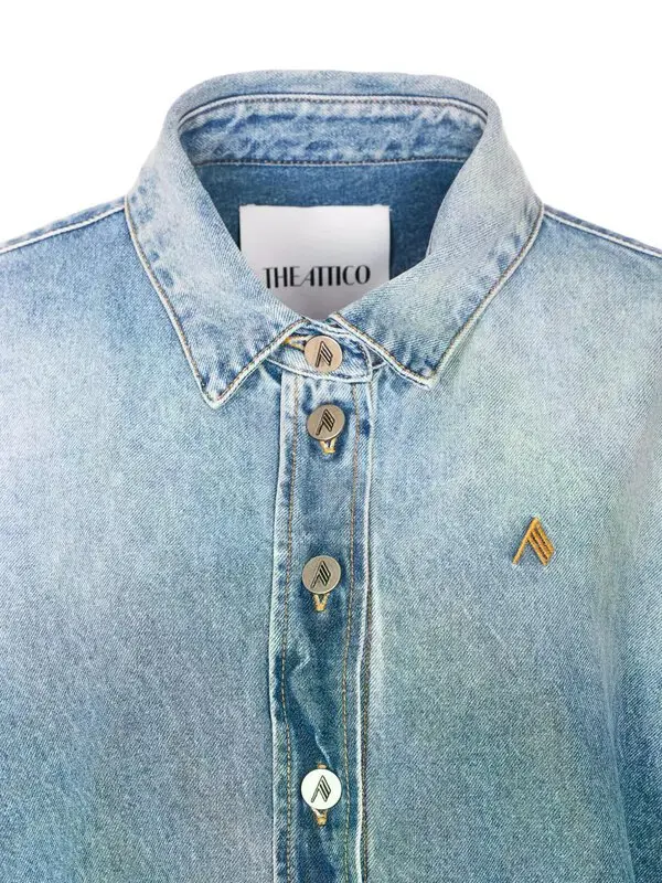Attico Logo-embroidered Button-up Denim Shirt - Blue