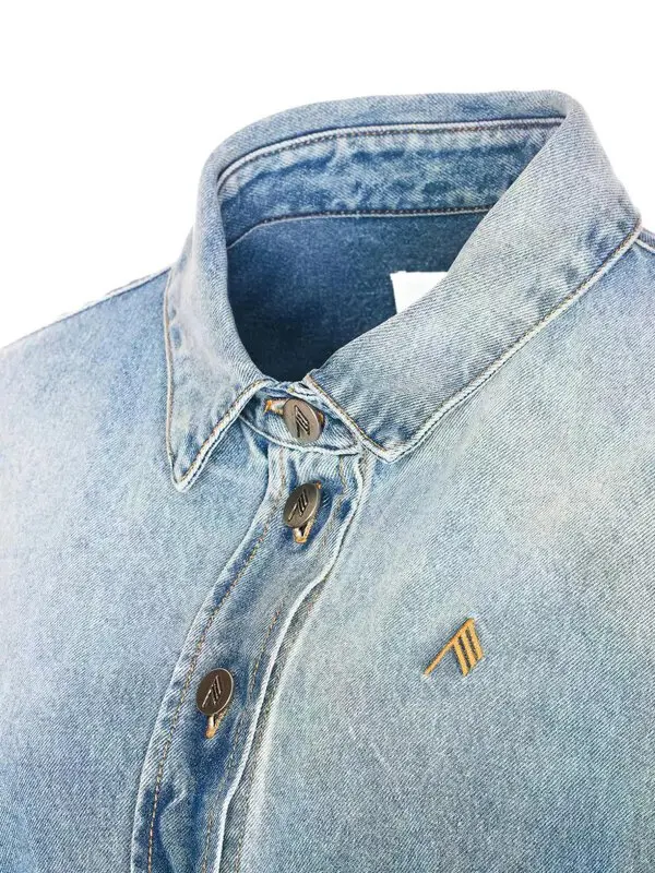 Attico Logo-embroidered Button-up Denim Shirt - Blue