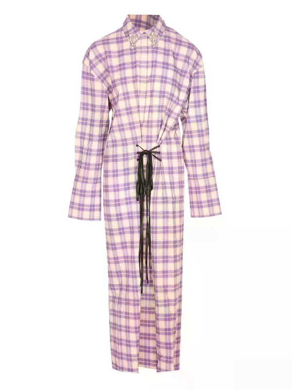 Essentiel Antwerp Checked Crystal-embellished Midi Shirt Dress