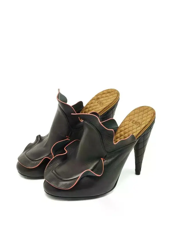 Fendi Ruffled Leather Sandals