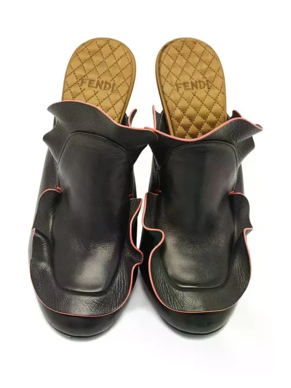 Fendi Ruffled Leather Sandals